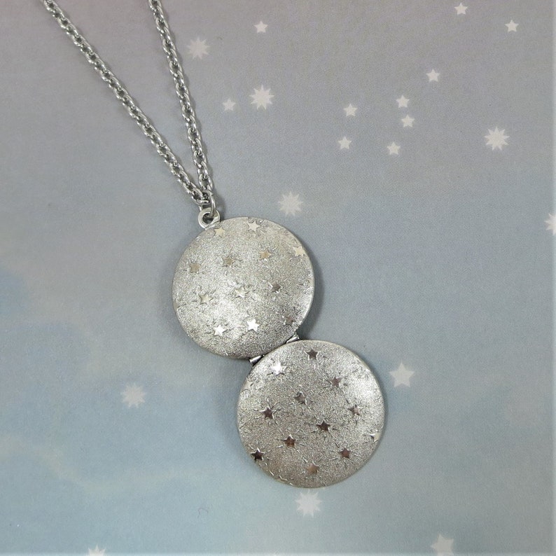 Star Locket Silver Star Locket Round Silver Locket Celestial - Etsy