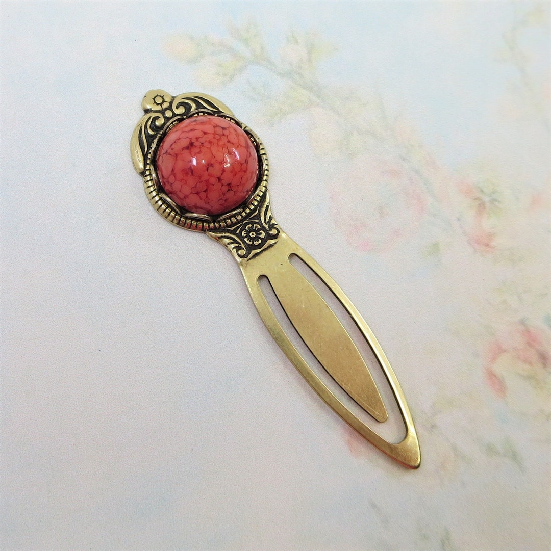 Coral Bookmark Coral Matrix Book Mark Coral Pink Vintage - Etsy