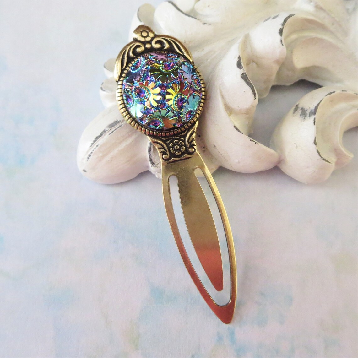 Tapestry Glass Bookmark Art Glass Book Mark Vintage Carnival - Etsy