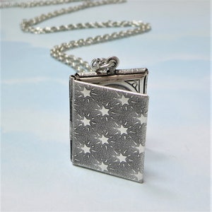 Silver Book Locket Star Locket Celestial Locket Silver Locket Jewelry ...