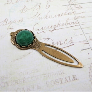 Glass Bookmark Book Mark Vintage Jade Green Glass Jewel Books Booklover ...