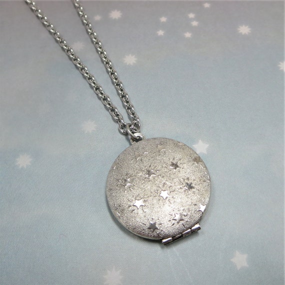 Star Locket Silver Star Locket Round Silver Locket Celestial - Etsy
