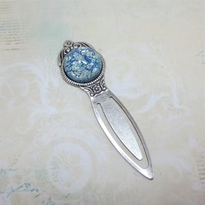 Fire Opal Bookmark Book Mark Book Blue Glass Opal Denim Blue - Etsy