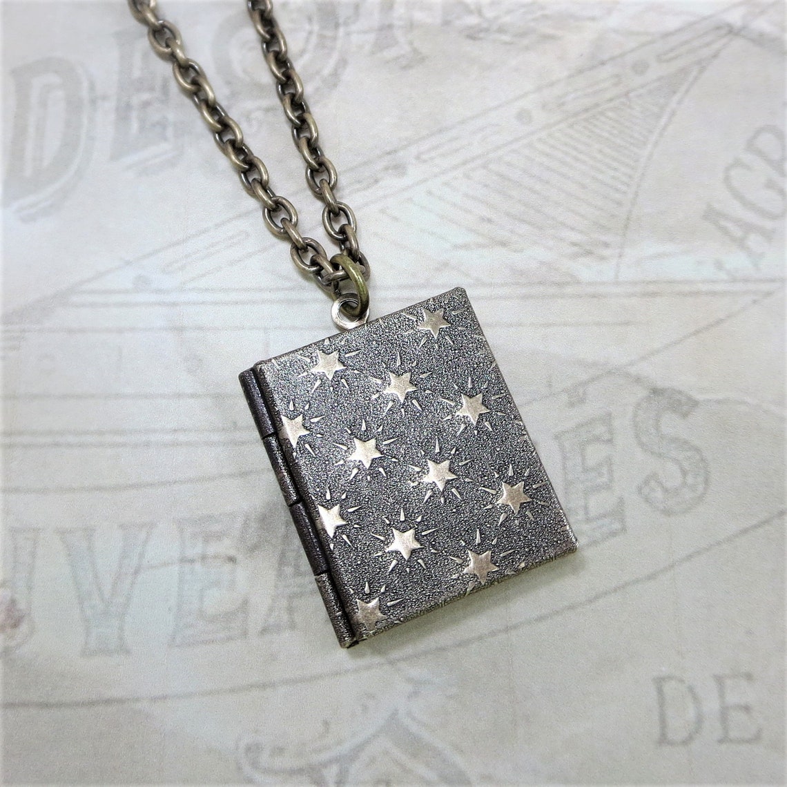 Book Locket Star Locket Celestial Locket Jewelry Gift | Etsy