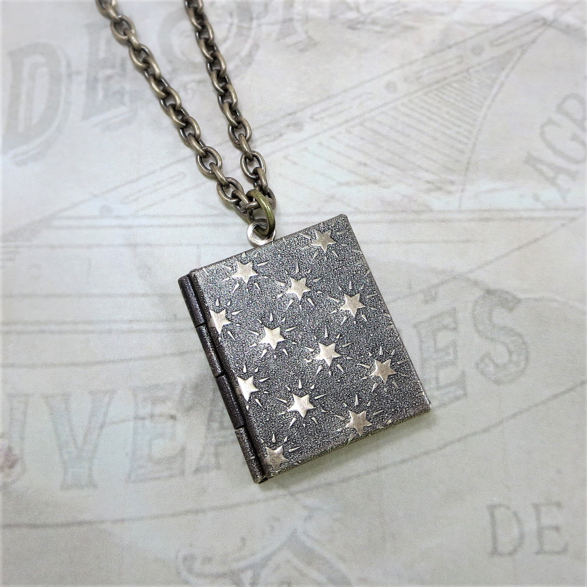 Book Locket Star Locket Celestial Locket Jewelry Gift | Etsy