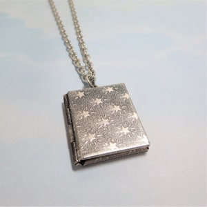 Silver Book Locket Star Locket Celestial Locket Silver Locket Jewelry ...