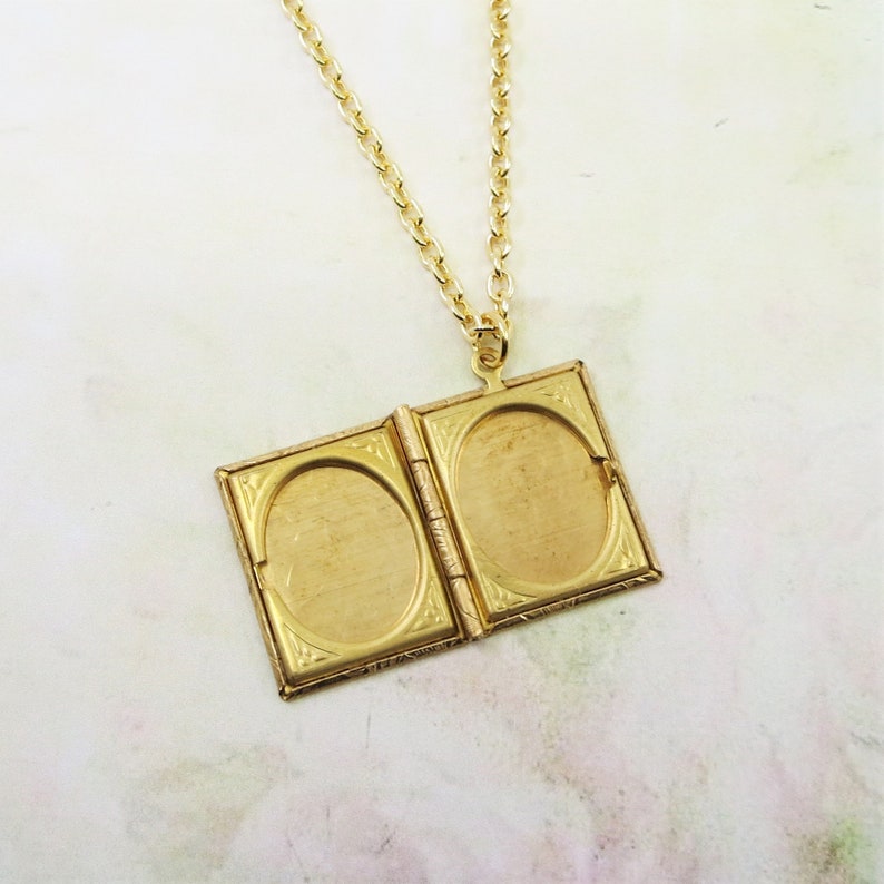 Gold Book Locket Flower Book Locket Jewelry Gift - Etsy