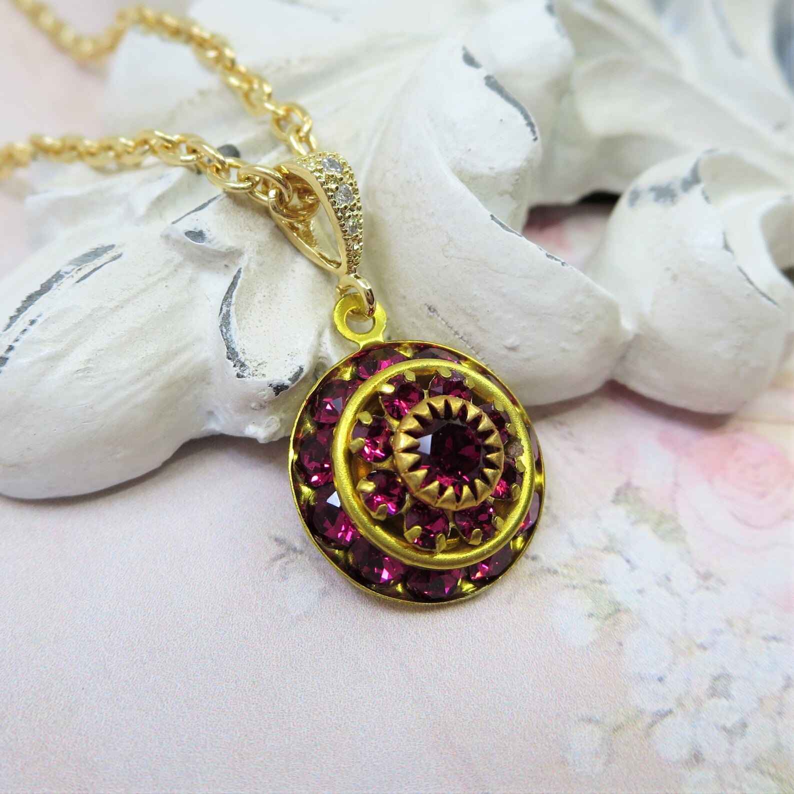 Ruby Necklace Ruby Red Crystal Necklace Crystal Rhinestone | Etsy