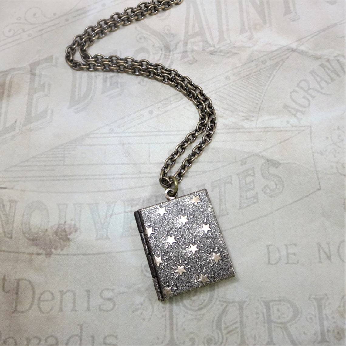 Book Locket Star Locket Celestial Locket Jewelry Gift | Etsy