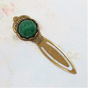 Glass Bookmark Book Mark Vintage Jade Green Glass Jewel Books Booklover ...