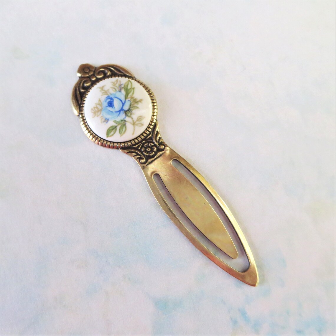 Blue Rose Bookmark Flower Book Mark Booklover Victorian Shabby - Etsy