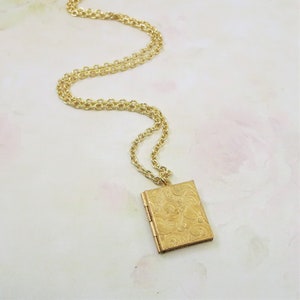 Gold Book Locket, Flower Book Locket, Golden Brass Locket, Jewelry ...