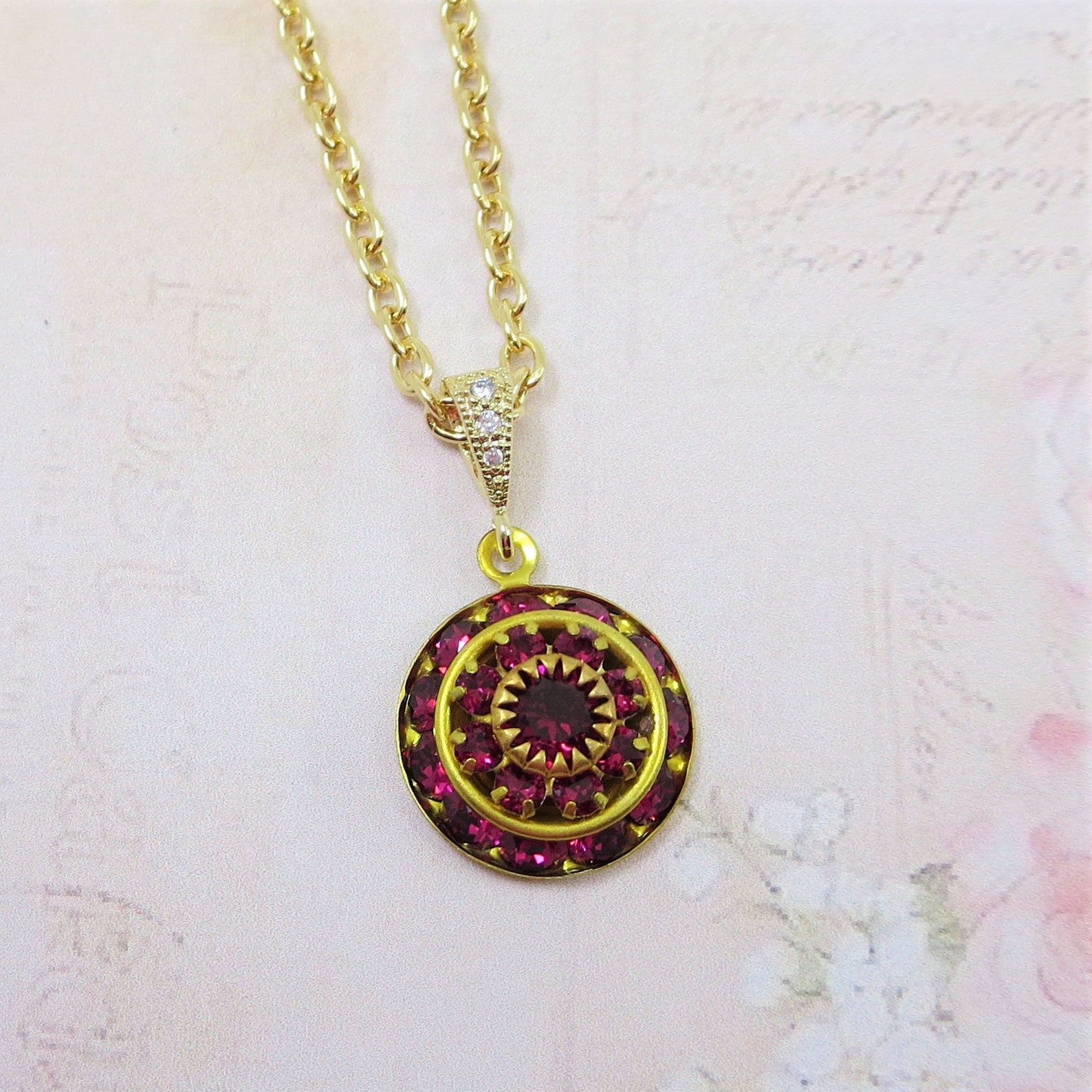 Ruby Necklace Ruby Red Crystal Necklace Crystal Rhinestone | Etsy