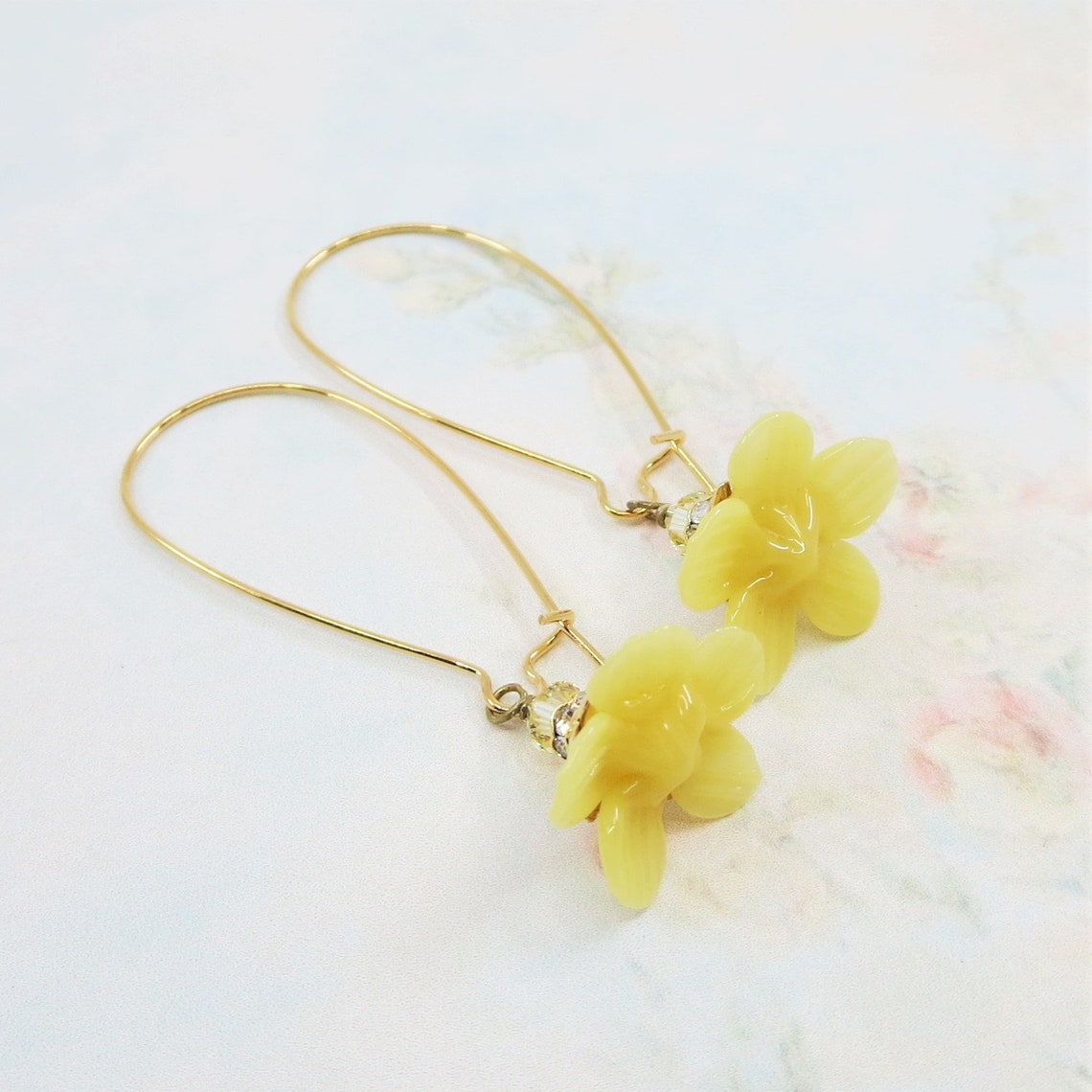 Yellow Flower Earrings Yellow Opal Earrings Butter Yellow | Etsy