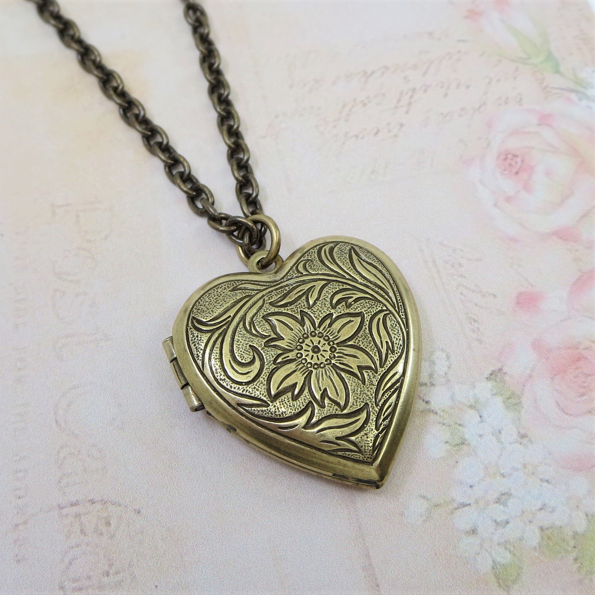 Heart Locket Victorian Locket Flower Locket Jewelry Gift | Etsy