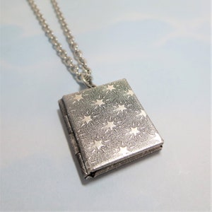 Silver Book Locket Star Locket Celestial Locket Silver Locket Jewelry ...
