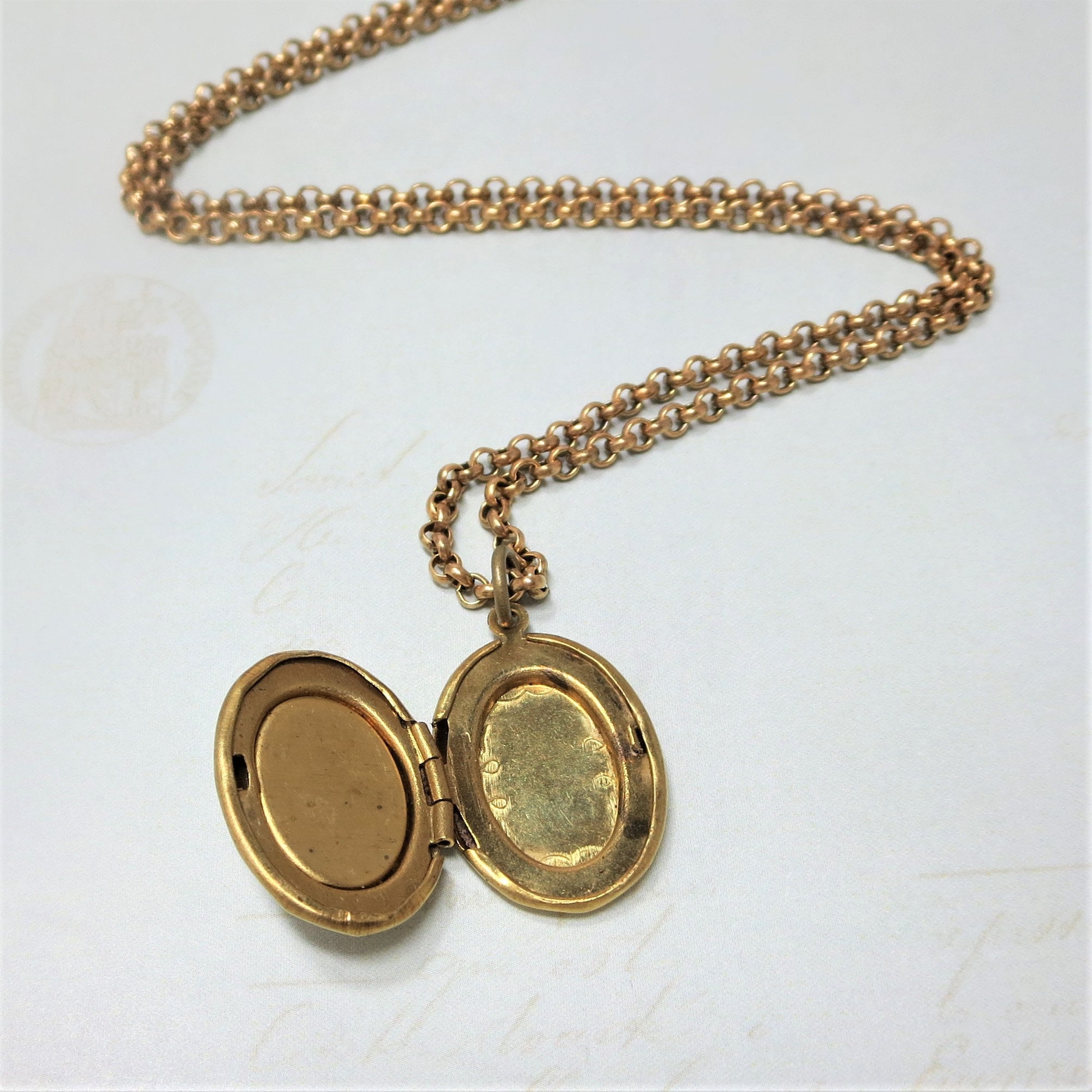 Mosaic Locket Vintage Brass Locket Petite Locket Oval Locket | Etsy