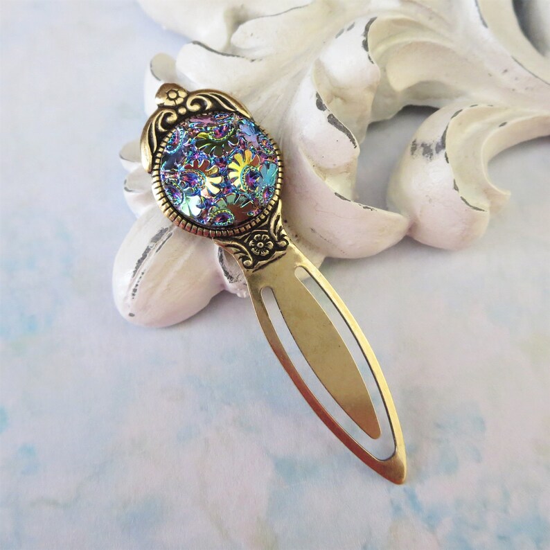 Tapestry Glass Bookmark Art Glass Book Mark Vintage Carnival - Etsy