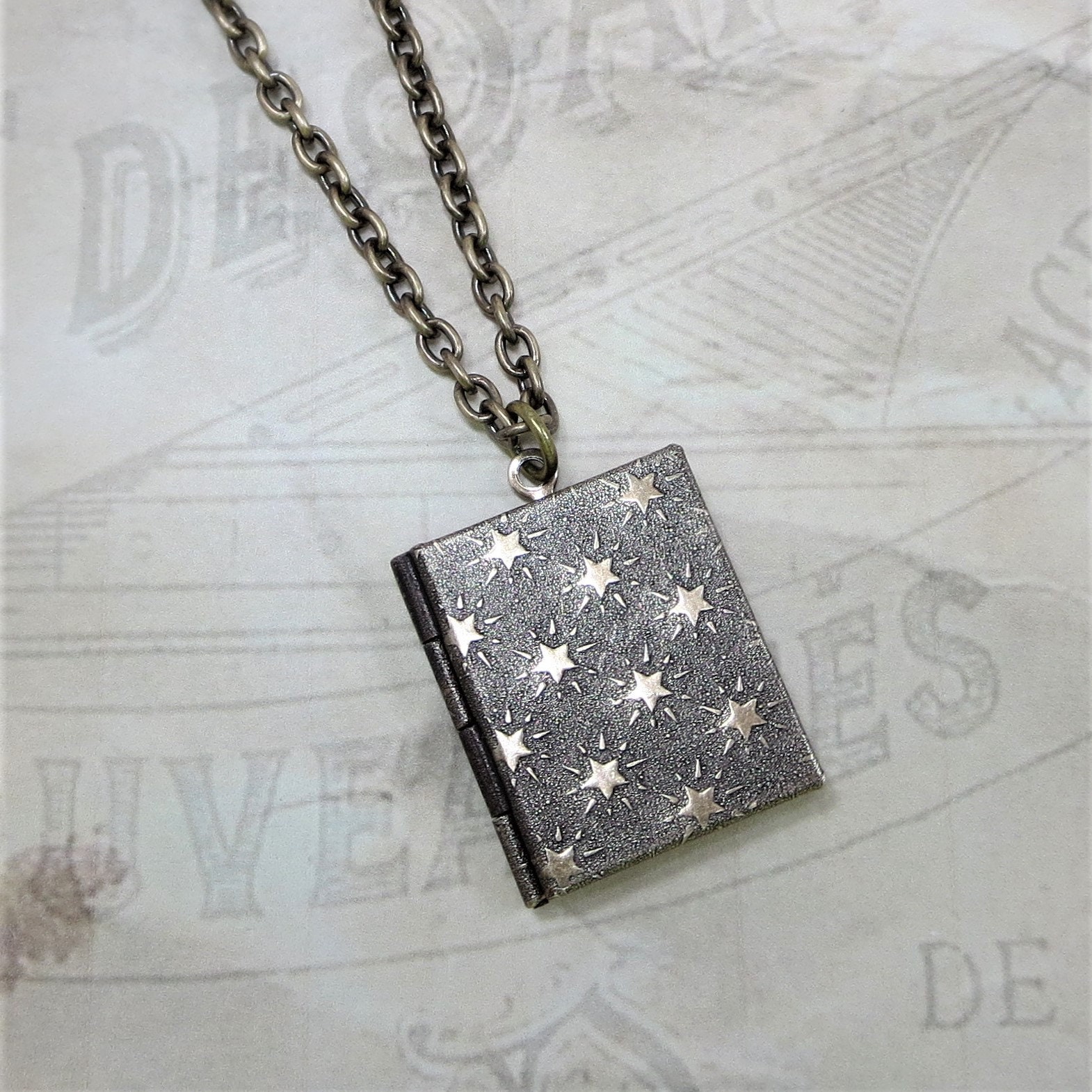 Book Locket Star Locket Celestial Locket Jewelry Gift | Etsy