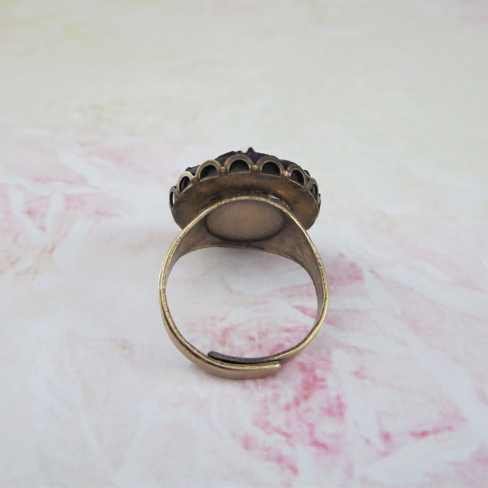 Tapestry Glass Carnival Glass Flower Ring Victorian Style - Etsy