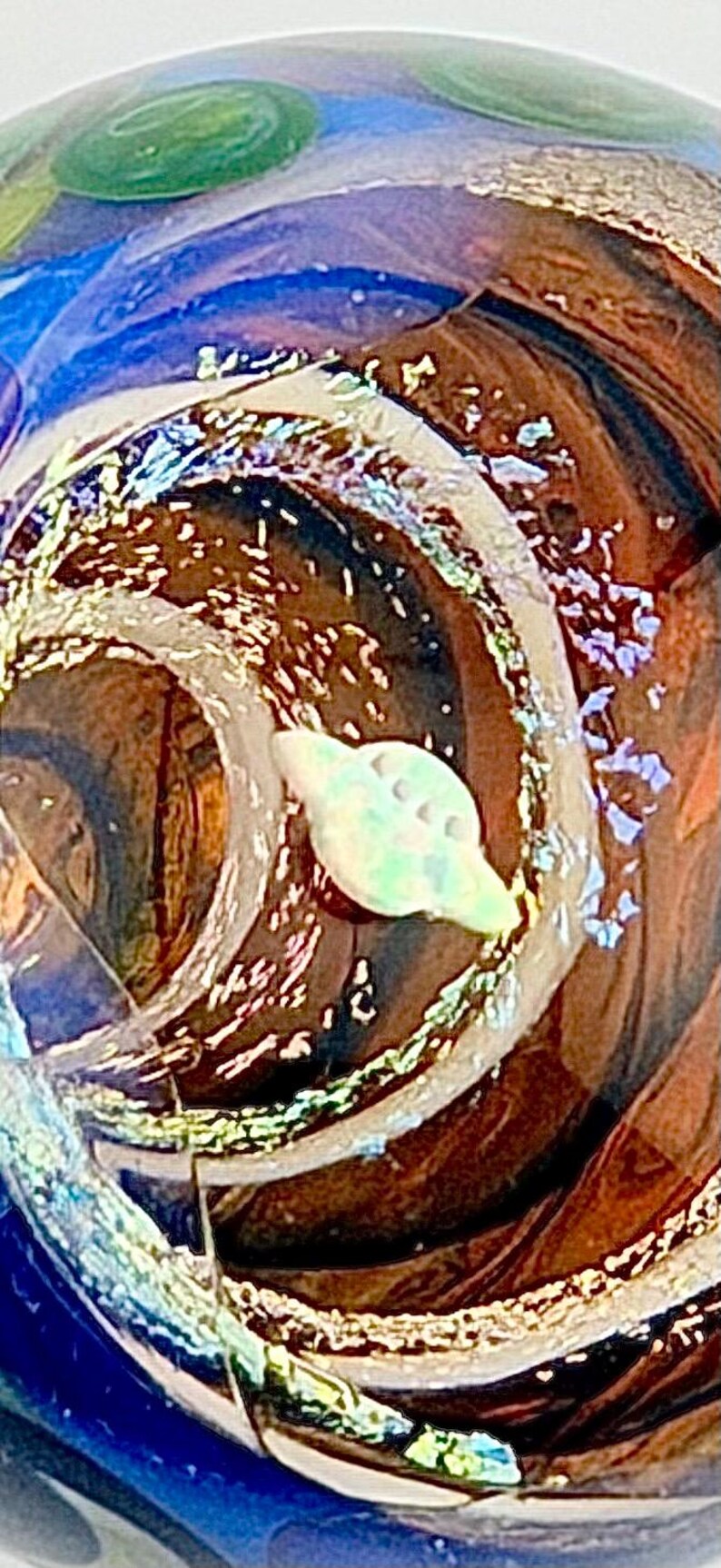 Boro Art Marble Orb: Forest Scene, UFO Portal, 24k Gold, Dichroic Glass ...