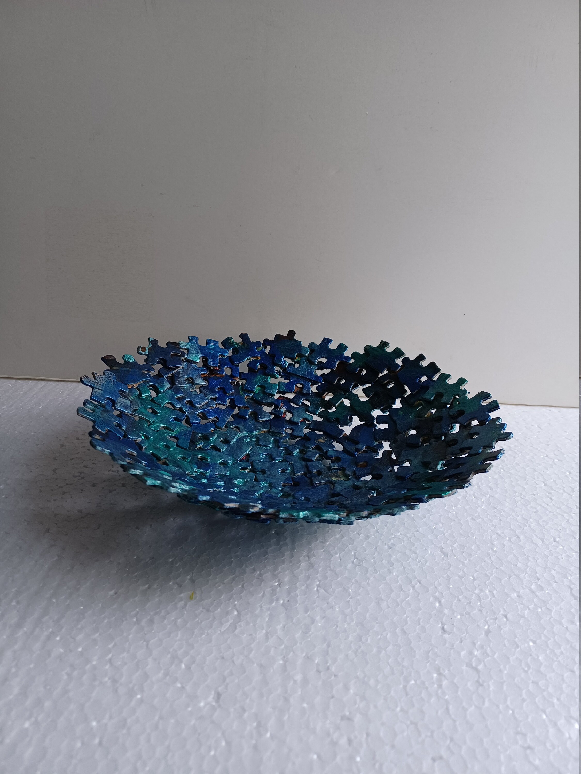 Metallic Blue Jigsaw Puzzle Bowl - Etsy