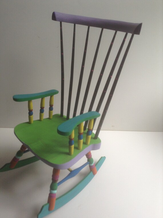 Hand Painted Wooden Toy Rocking Chair | Etsy