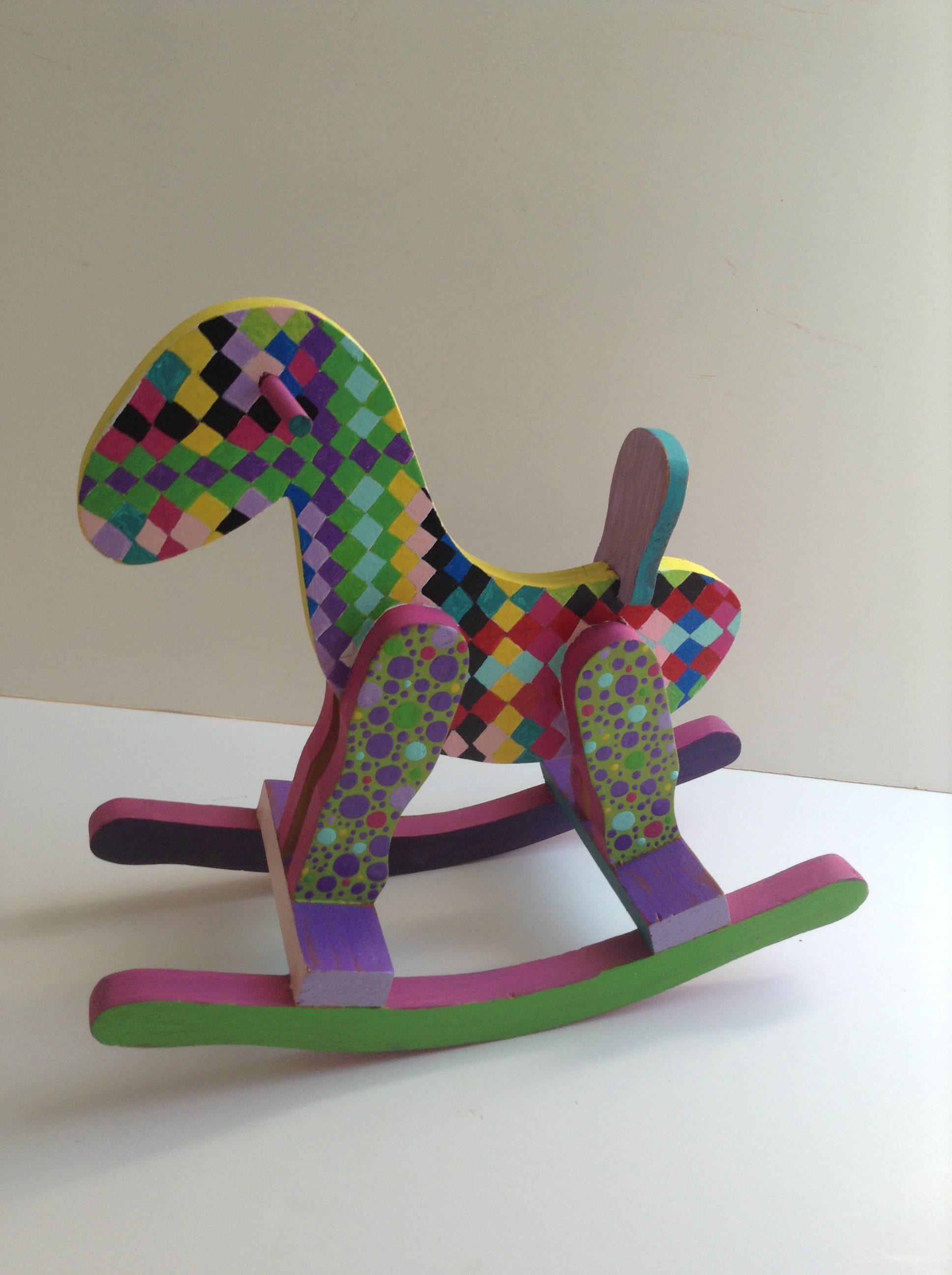 Hand Painted Wooden Toy Rocking Horse - Etsy