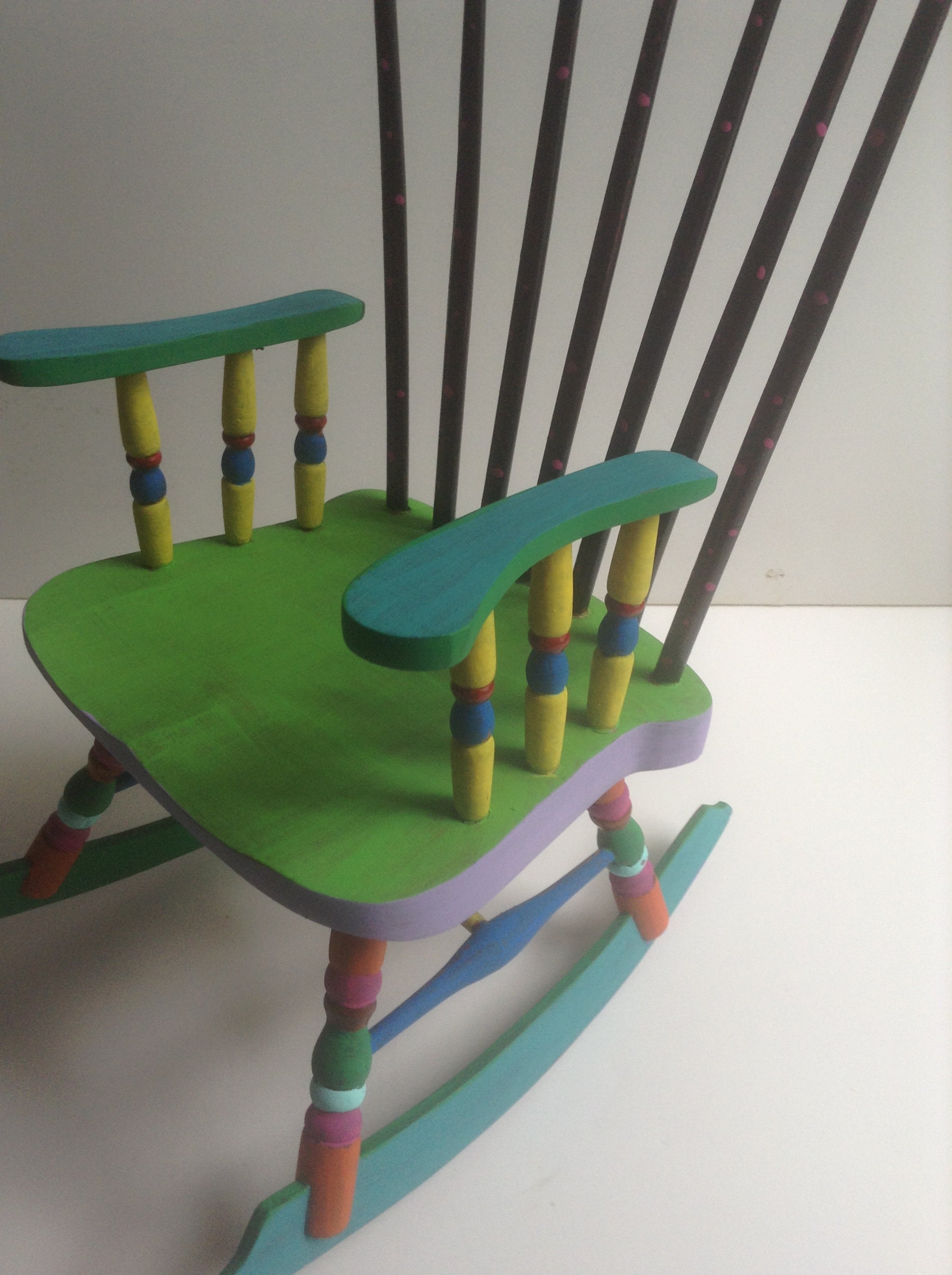 Hand Painted Wooden Toy Rocking Chair - Etsy