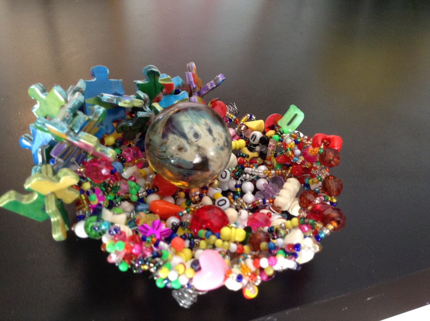 Jigsaw Puzzle and Multi-colored Beads Bowl - Etsy