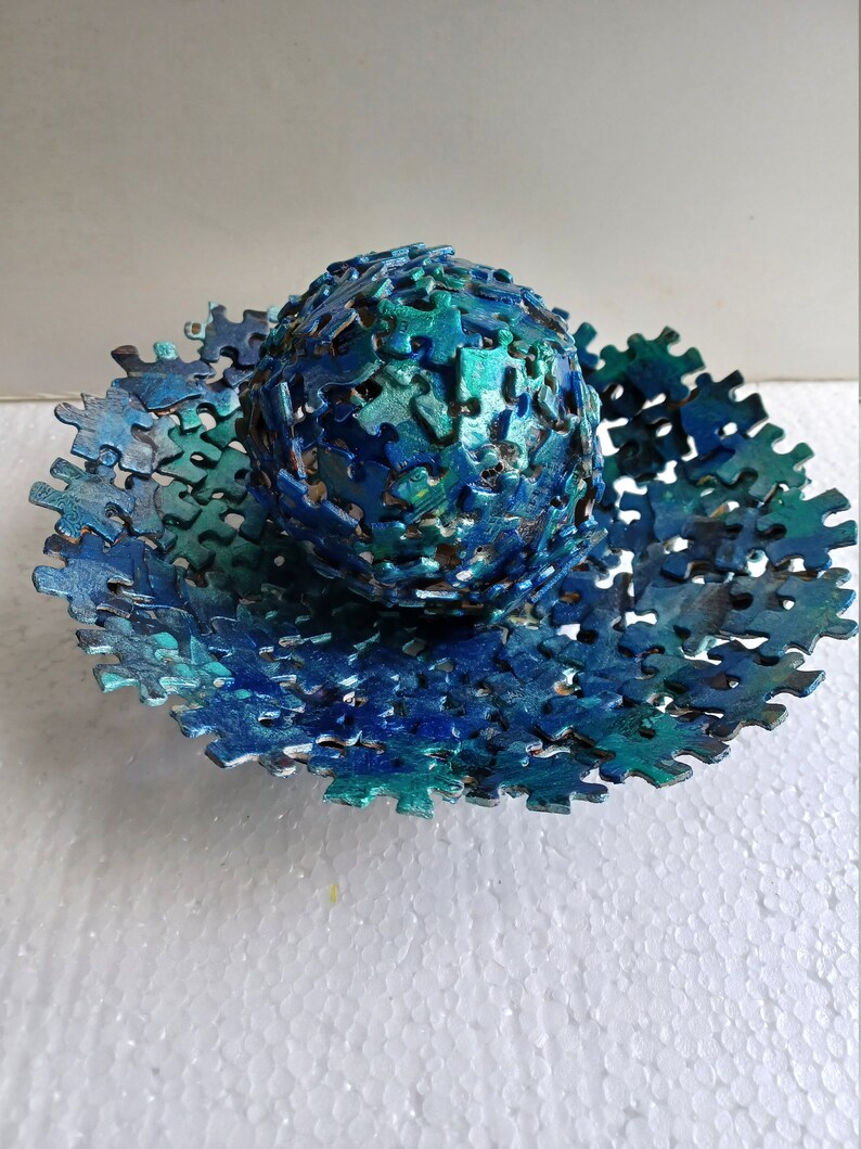 Metallic Blue Jigsaw Puzzle Bowl - Etsy