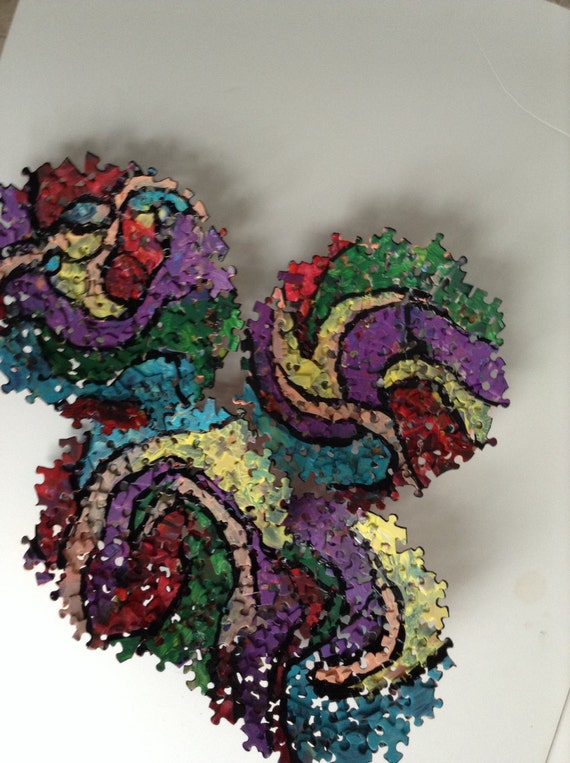 Multi Colored Jigsaw Puzzle Bowls - Etsy