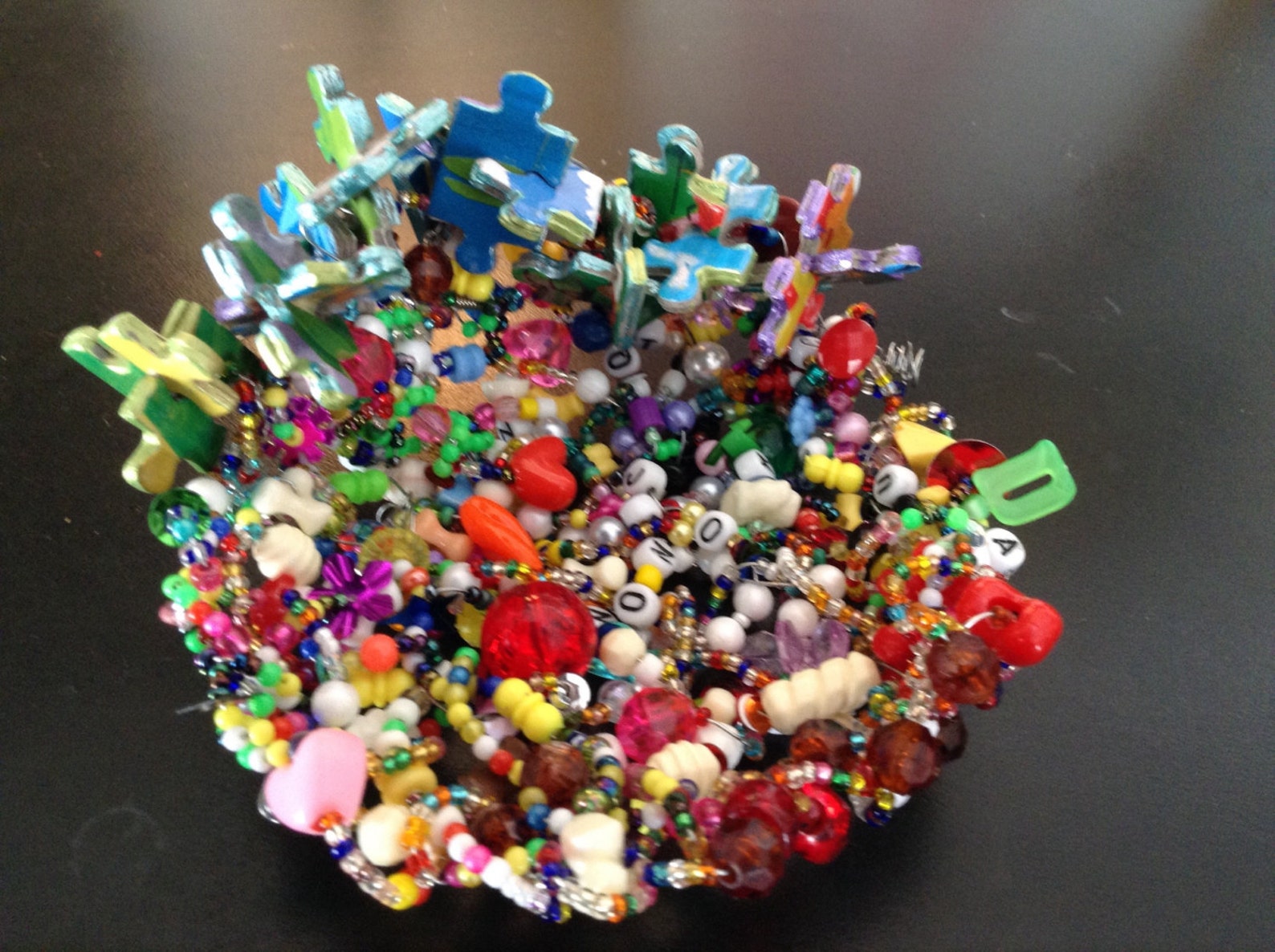 Jigsaw Puzzle and Multi-colored Beads Bowl - Etsy