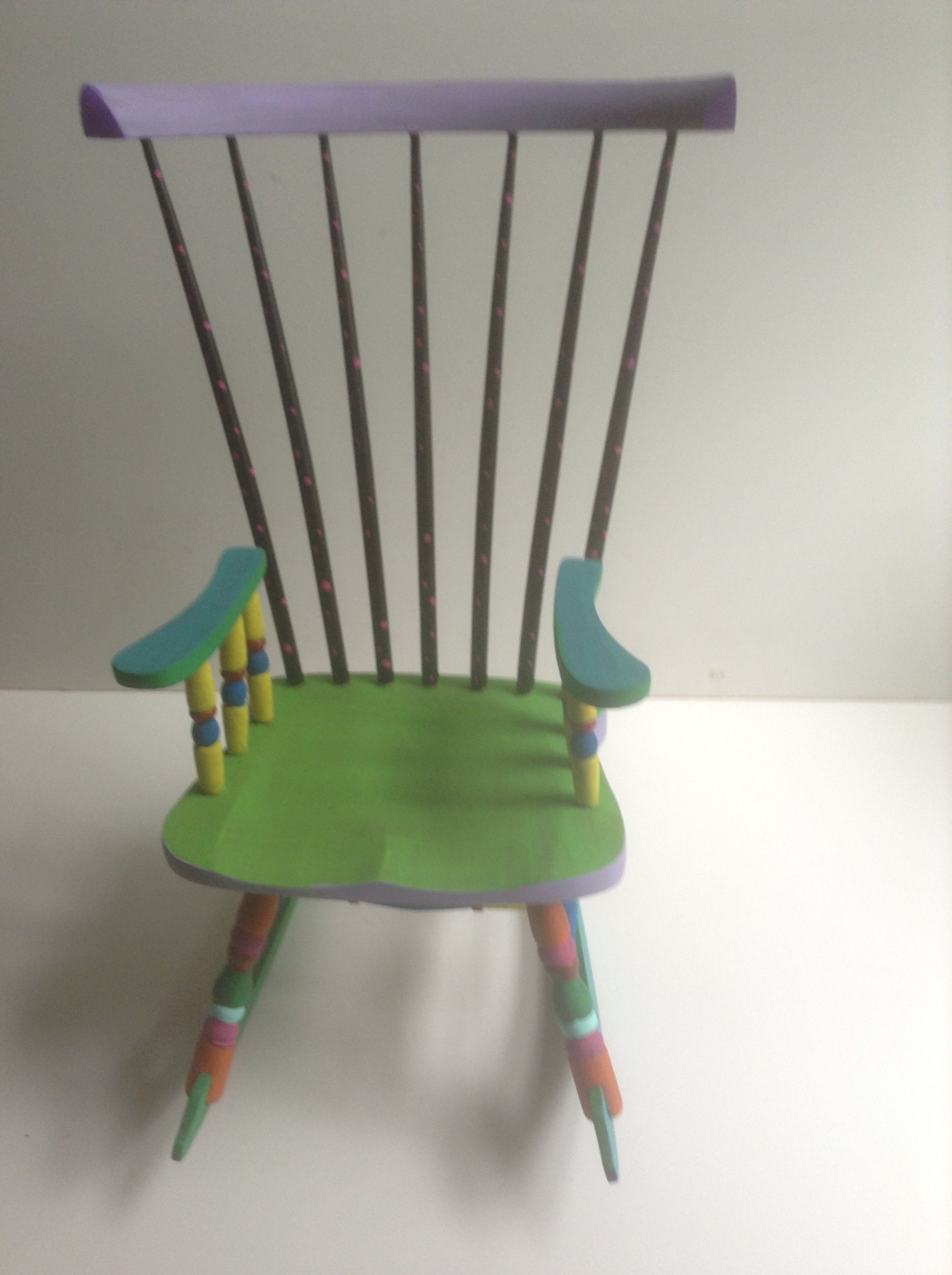 Hand Painted Wooden Toy Rocking Chair - Etsy