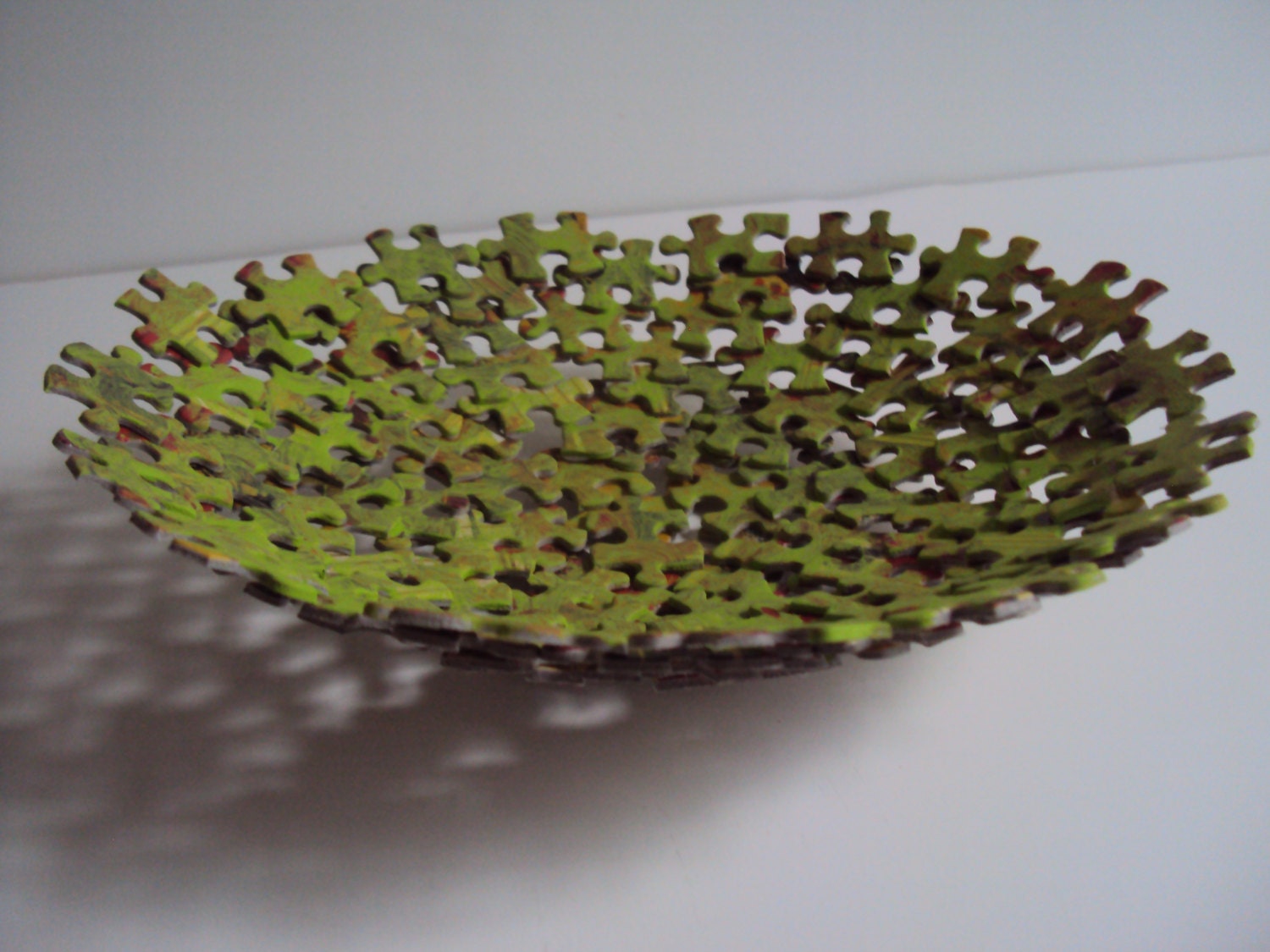 Lime Green Jigsaw Puzzle Bowl | Etsy