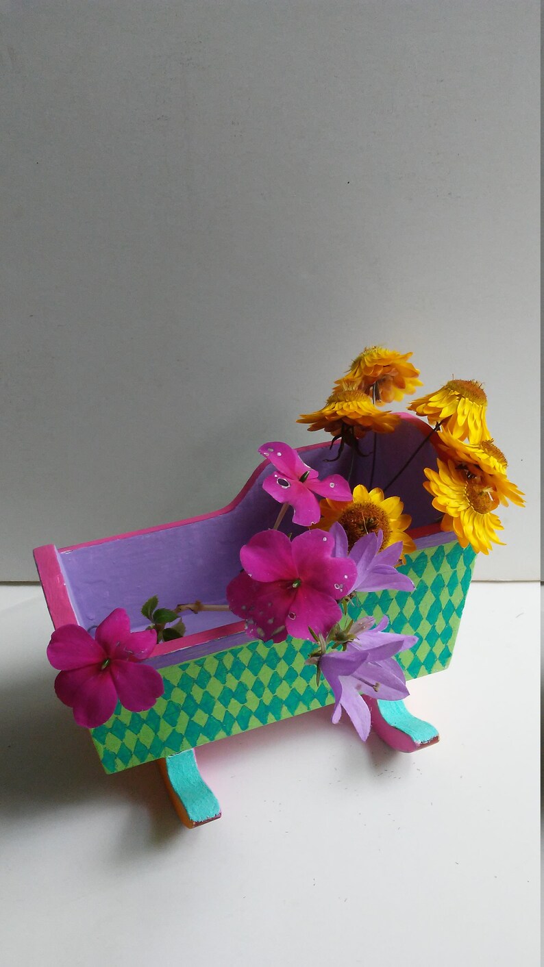 Hand Painted Wooden Toy Cradle - Etsy