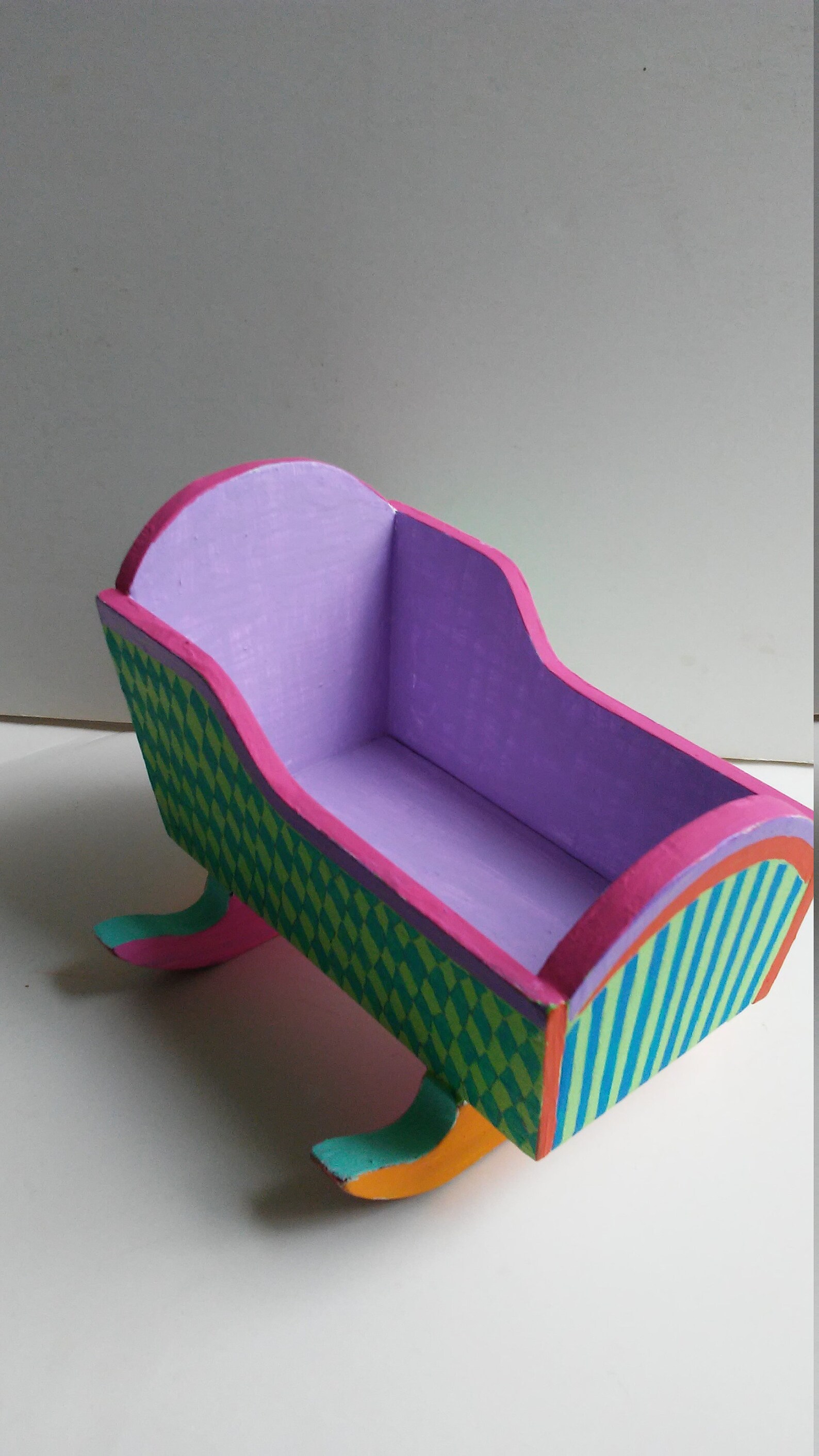Hand Painted Wooden Toy Cradle - Etsy