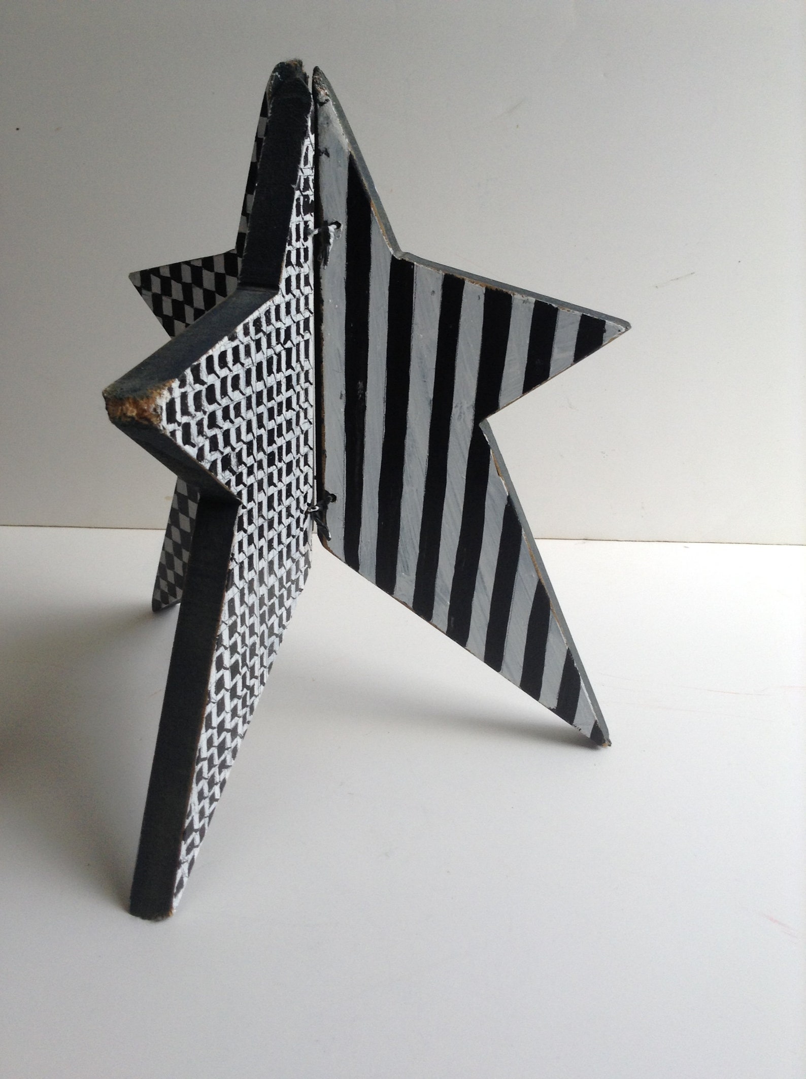 Black and White Wooden Hand Painted Star - Etsy