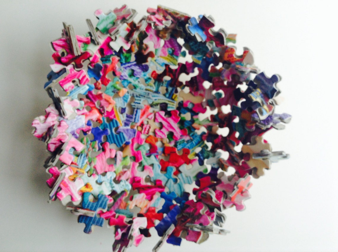 Multicolored Jigsaw Puzzle Bowl - Etsy