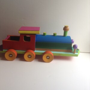 Hand Painted Wooden Train Set - Etsy