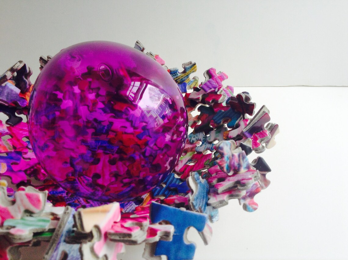 Multicolored Jigsaw Puzzle Bowl - Etsy
