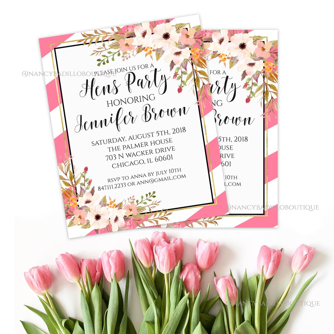 Hens Invitation Bachelorette Invite 5x7 Bridal Shower Hen - Etsy