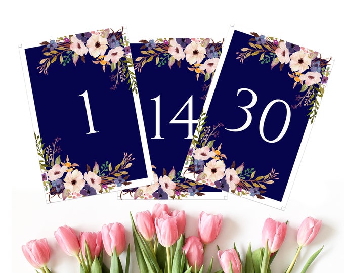 Navy Table Numbers, Boho Table Numbers, Tribal Table Numbers, Table ...