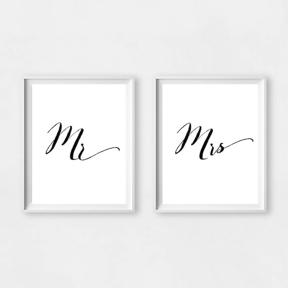 Mr Mrs wall prints mr and mrs wall art mr and mrs wall sign | Etsy