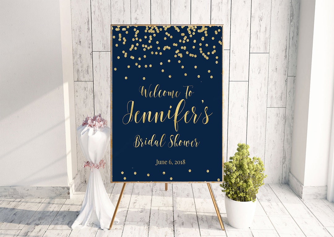 Gold Confetti Sign, DIY Welcome Sign, Gold Welcome Sign, Shower Welcome ...