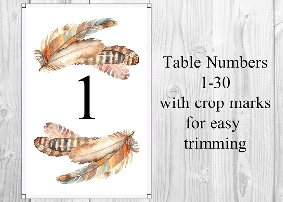 Boho table numbers Kraft table numbers square table numbers | Etsy