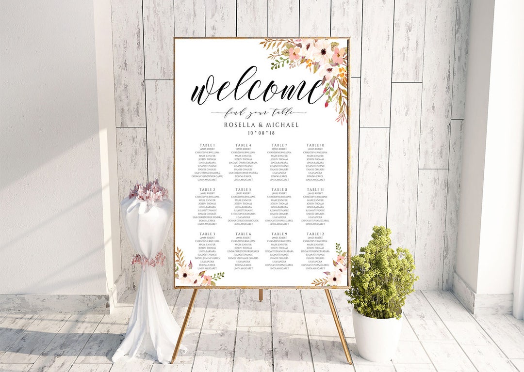 Floral Seat Chart Elegant Watercolor Seating Floral Seating - Etsy