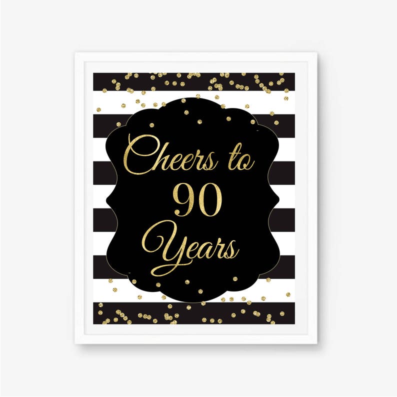 Cheers to 90 Years 90th Birthday Sign 90th Anniversary 90 | Etsy