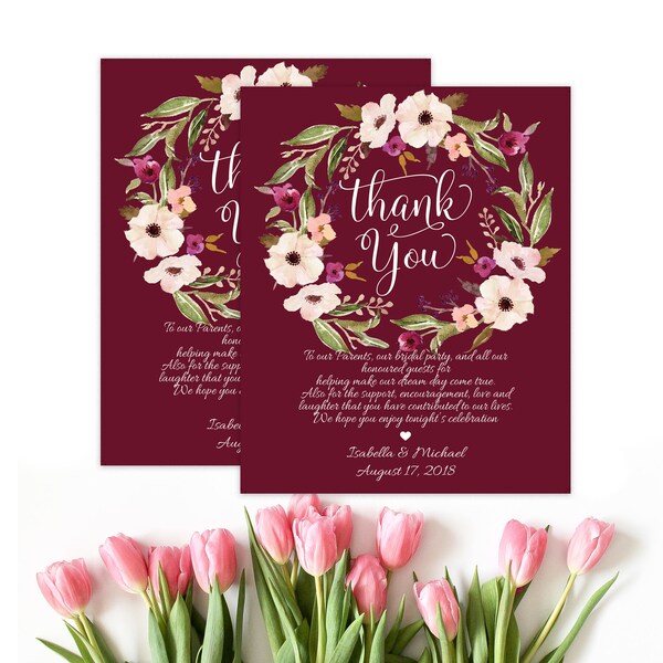 Thank You Placement Cards - Etsy