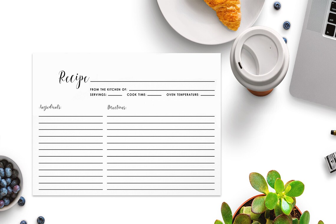 Recipe Print Recipe Print Blank Recipe Cards DIY Recipe | Etsy